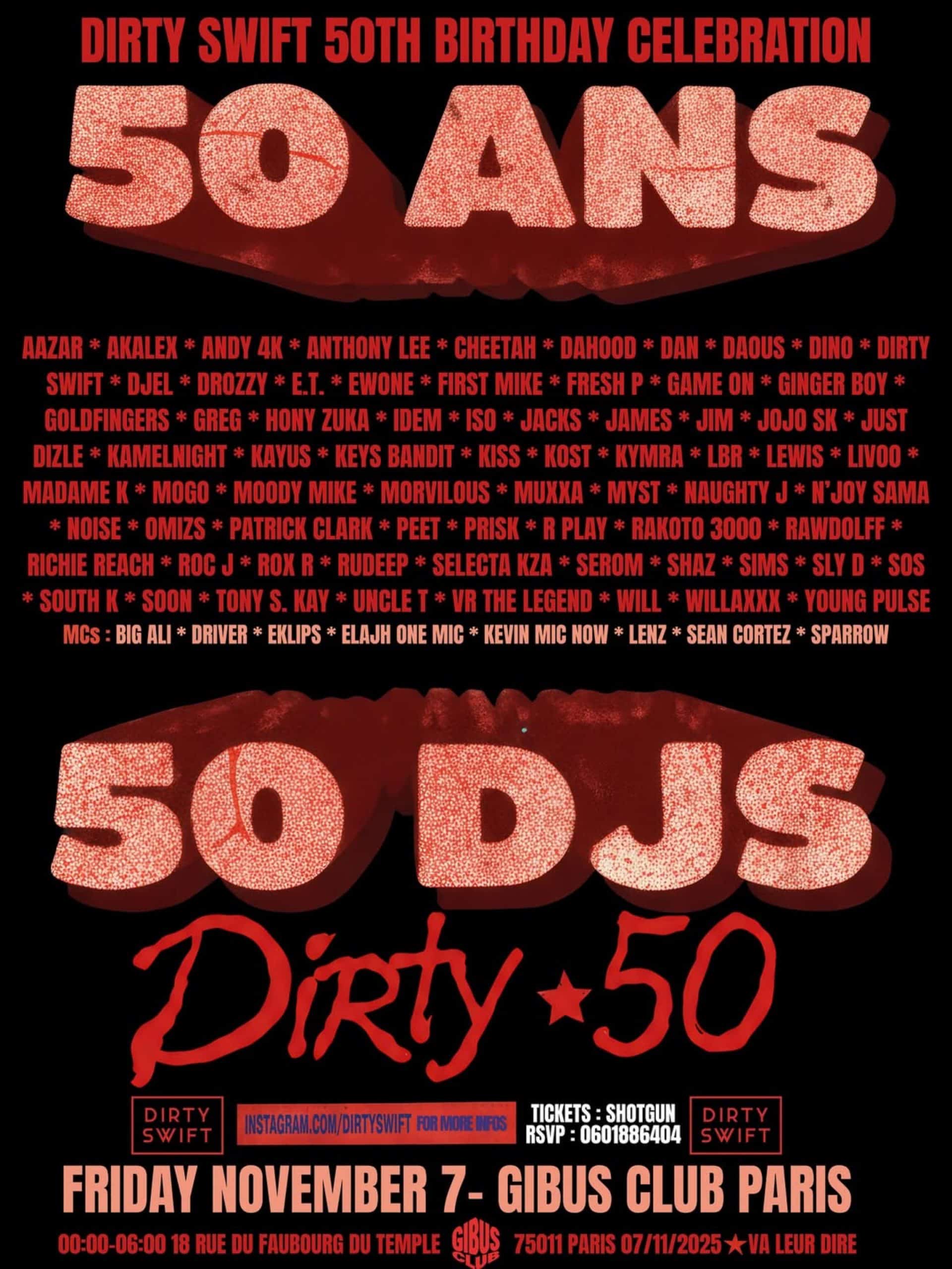 Dirty Swift celebrates her 50th birthday at Gibus: 50 DJs for a ...